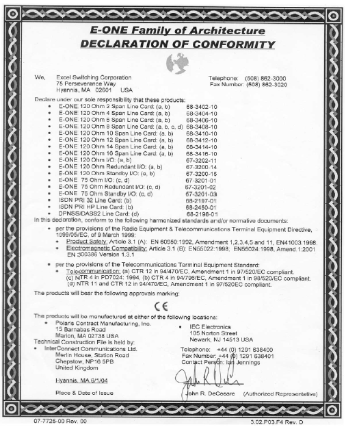 European Declarations of Conformity