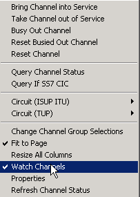 Menu for Monitoring Channels